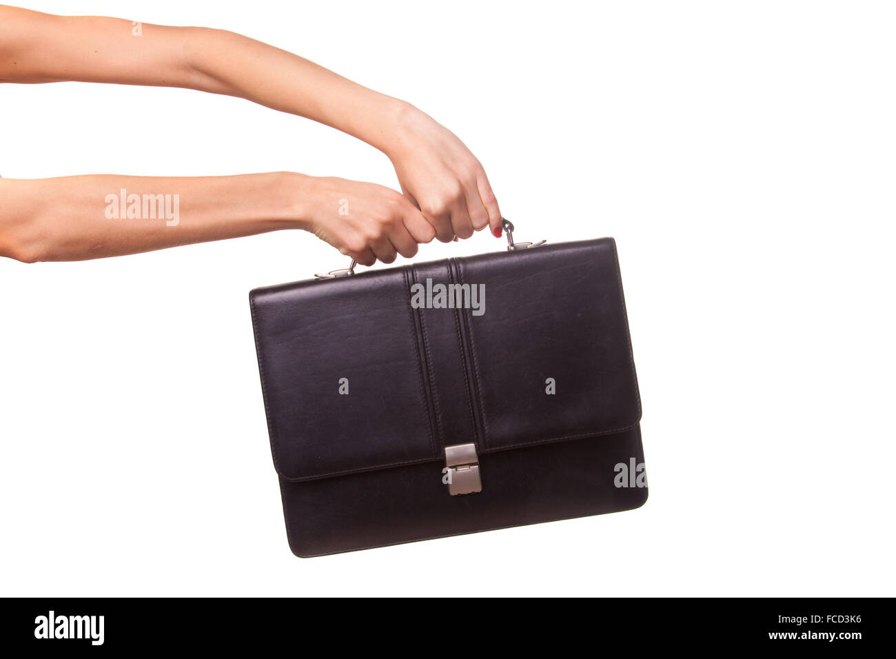 Woman hands and suitcase Stock Photo - Alamy