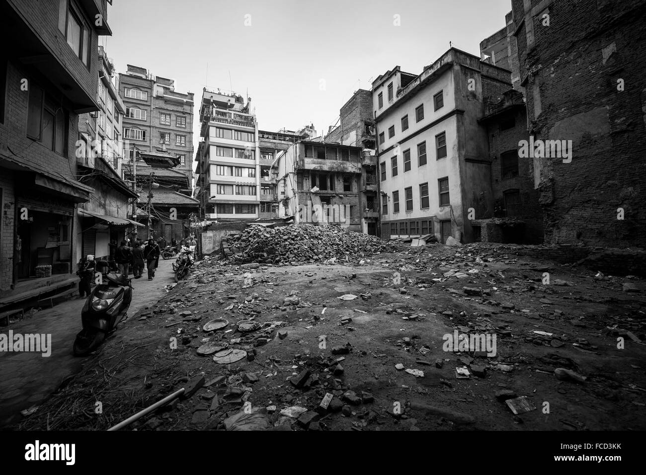 Nepal, Kathmandu, one year after the earthquake, Thamel area Stock ...