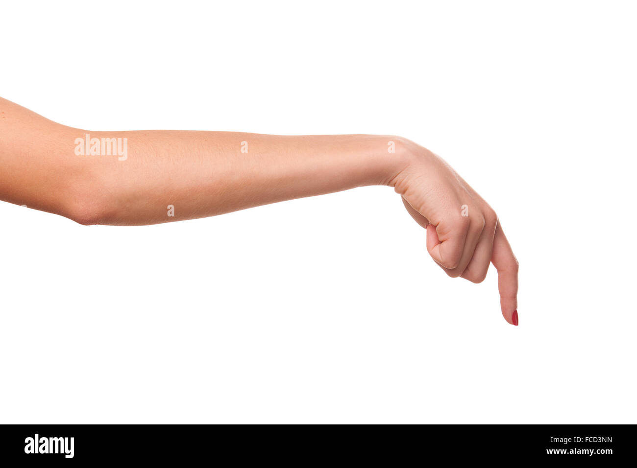 A woman presses a finger Stock Photo - Alamy