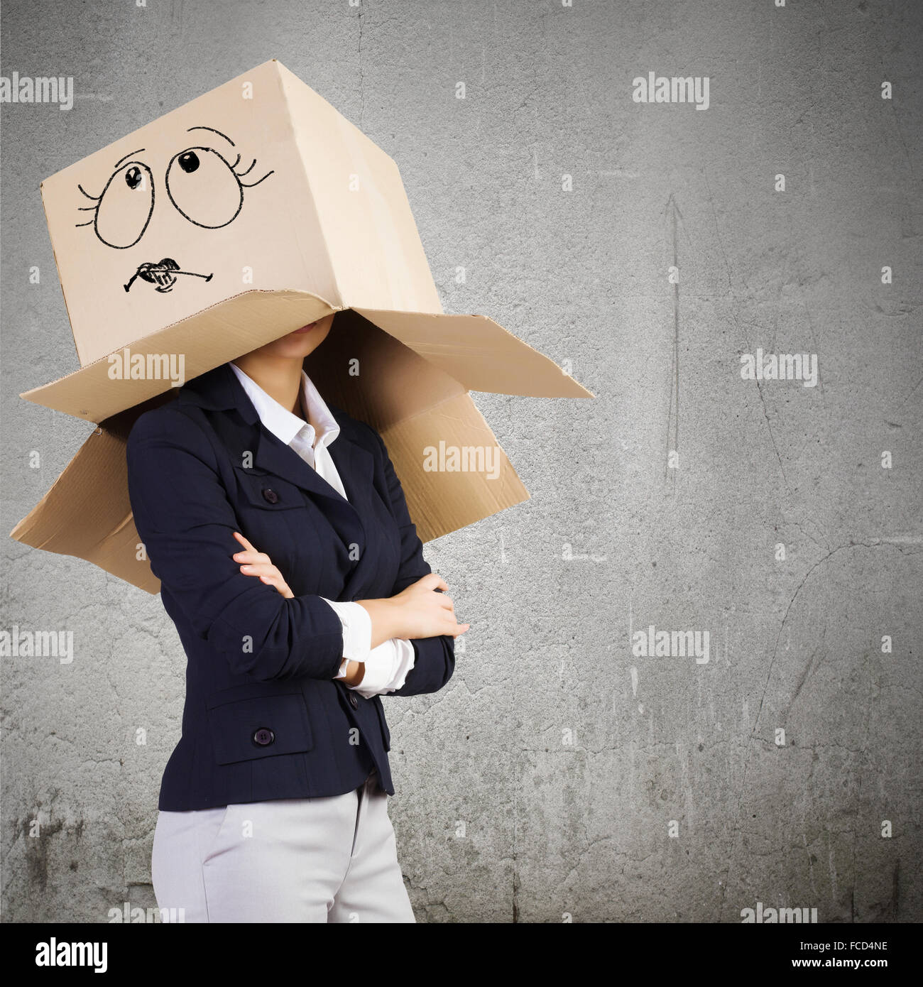 Wearing cardboard box sad face hi-res stock photography and images - Alamy