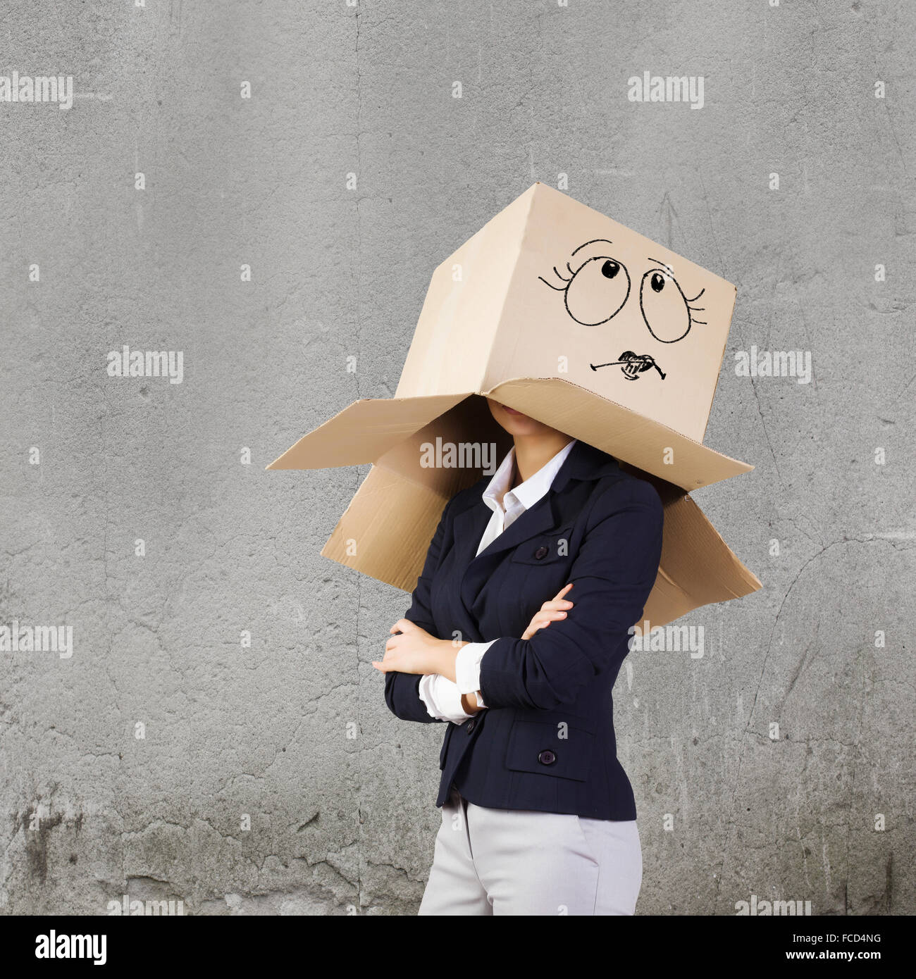 Wearing cardboard box sad face hi-res stock photography and images - Alamy