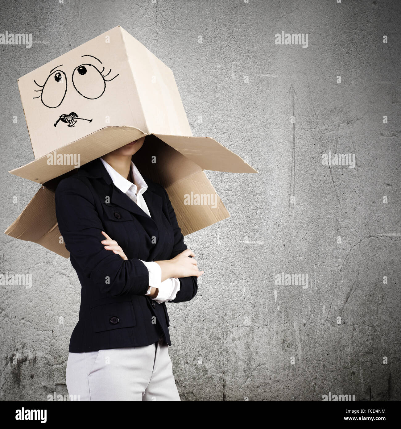 Wearing cardboard box sad face hi-res stock photography and images - Alamy