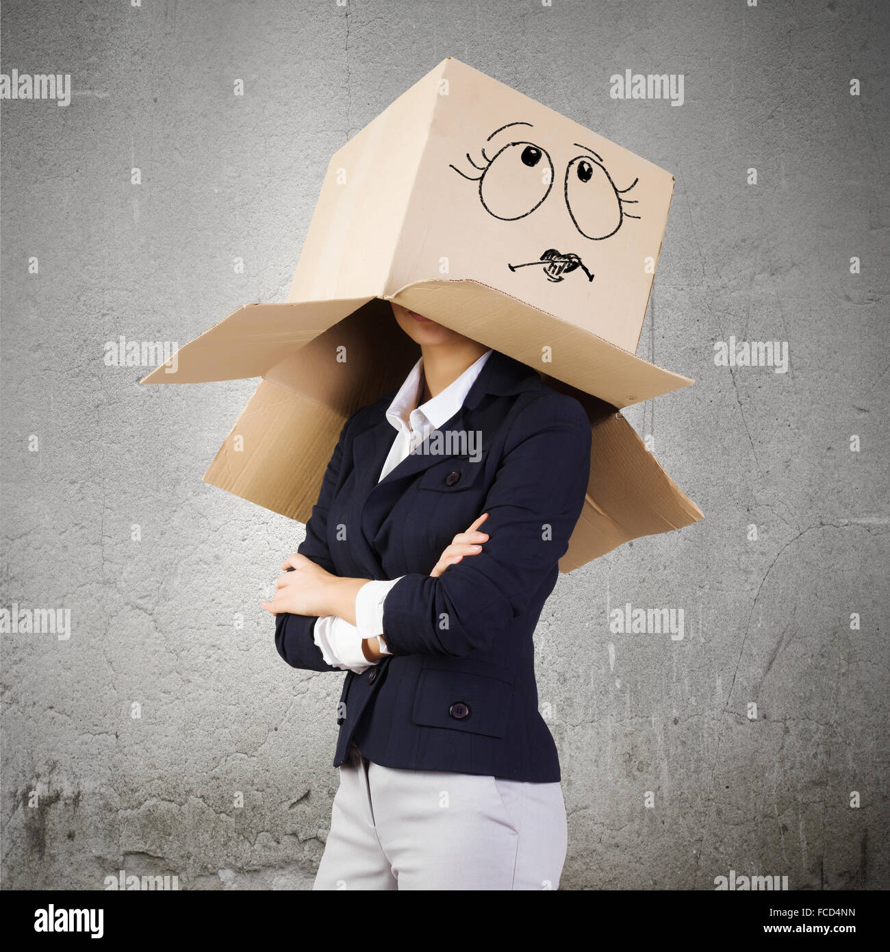 Wearing cardboard box sad face hi-res stock photography and images - Alamy