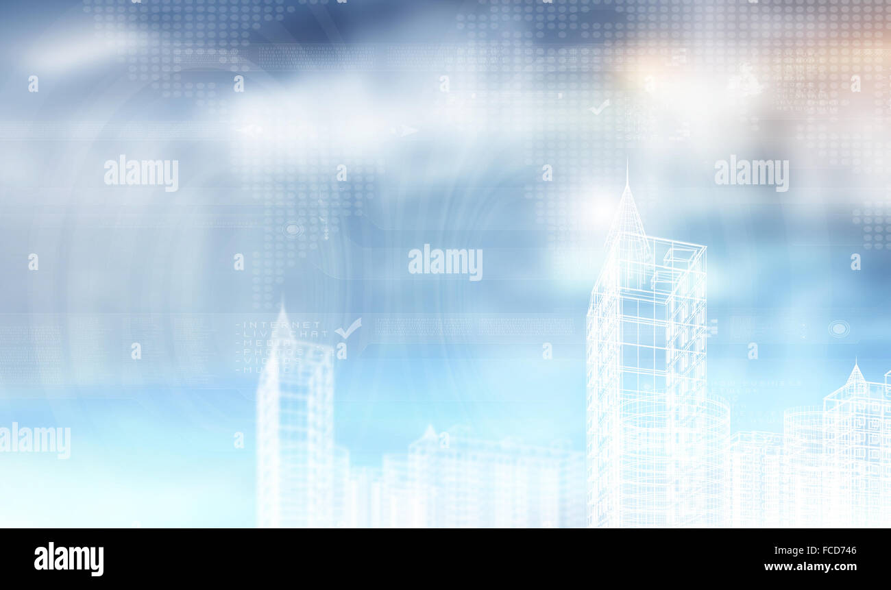 Background media blue image with construction ideas Stock Photo - Alamy