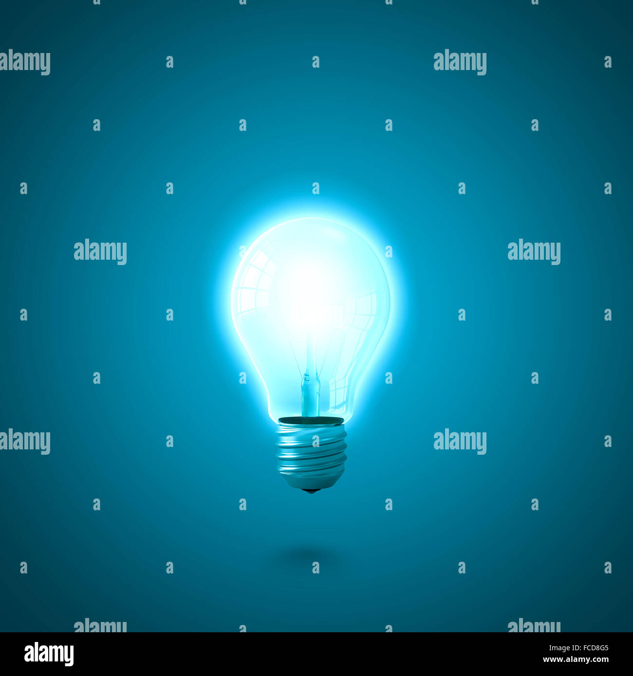 Conceptual image of electric bulb against blue background Stock Photo ...
