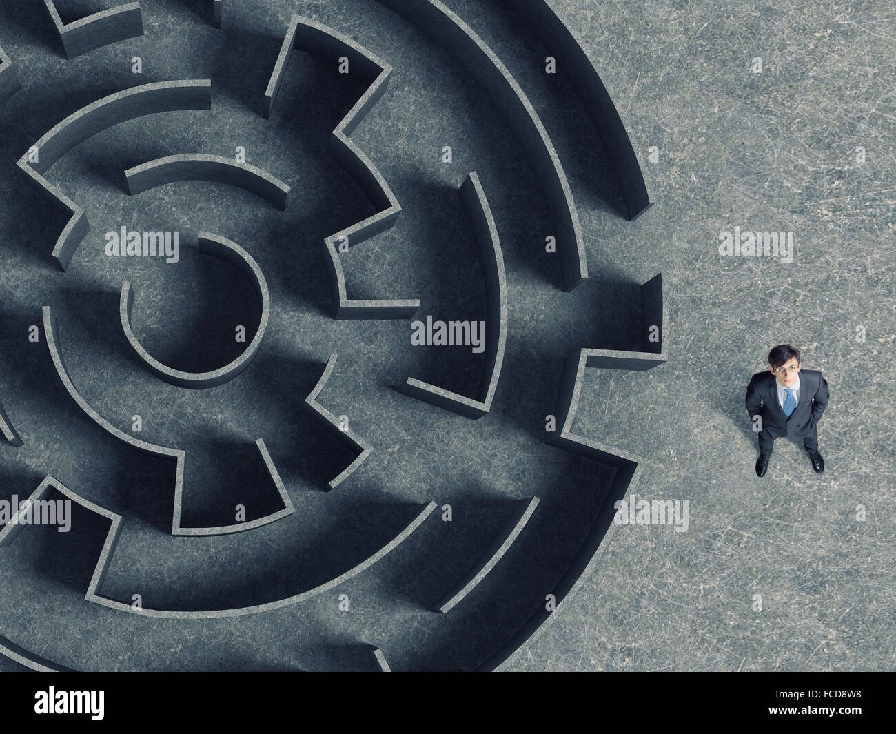 Top view of successful businessman standing near the entrance of ...