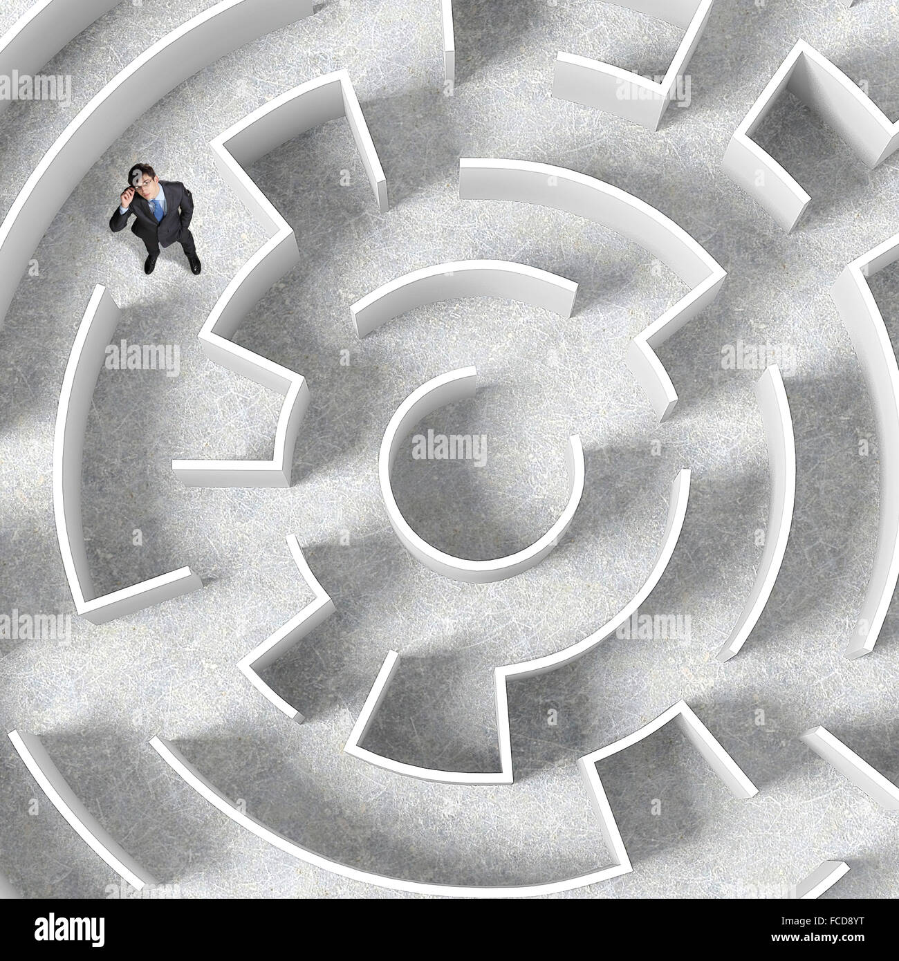 Top view of successful businessman lost in labyrinth Stock Photo - Alamy