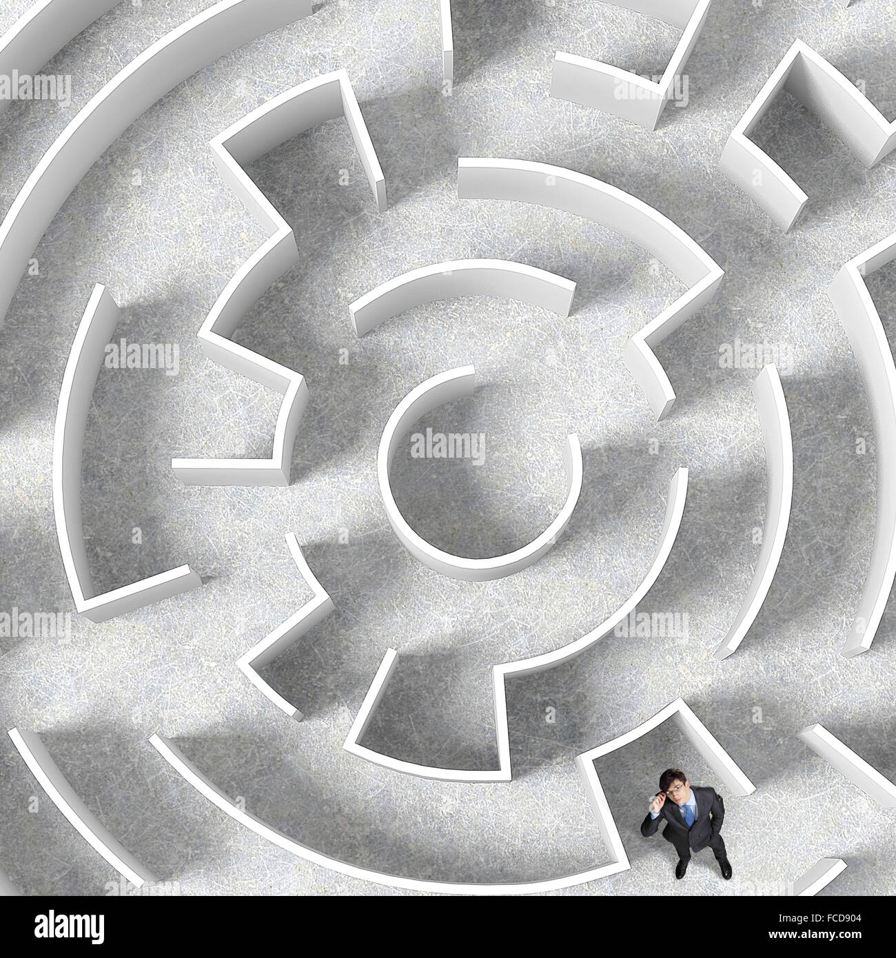 Top view of successful businessman lost in labyrinth Stock Photo - Alamy