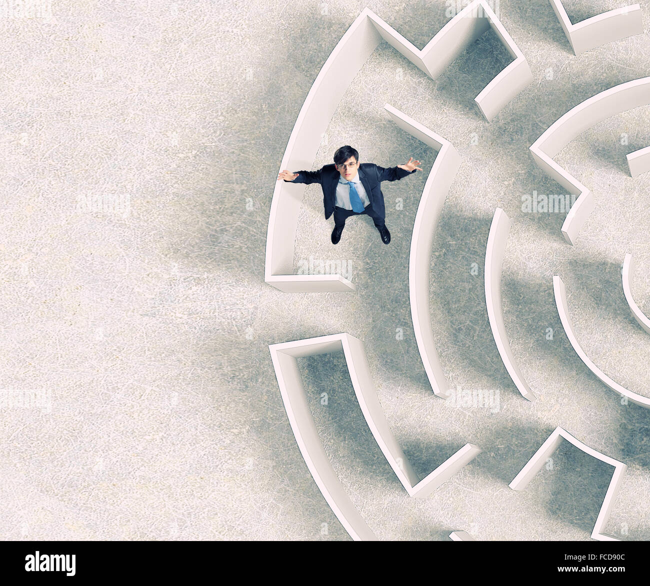 Top view of successful businessman lost in labyrinth Stock Photo - Alamy
