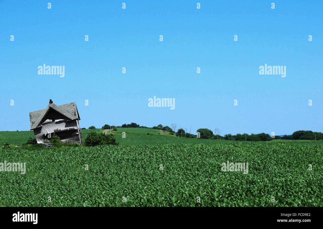 Ruined House In Field Stock Photo - Alamy