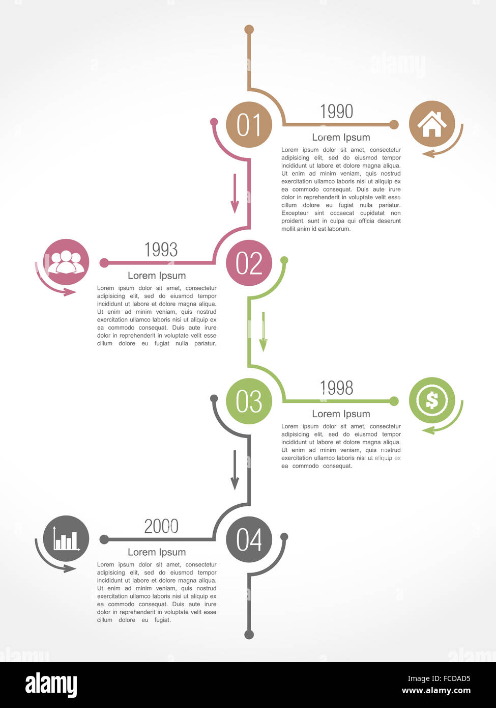 Timeline infographics design template with place for numbers, dates ...