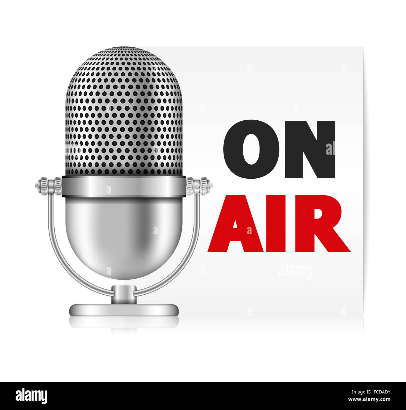 Microphone on air banner Stock Photo - Alamy