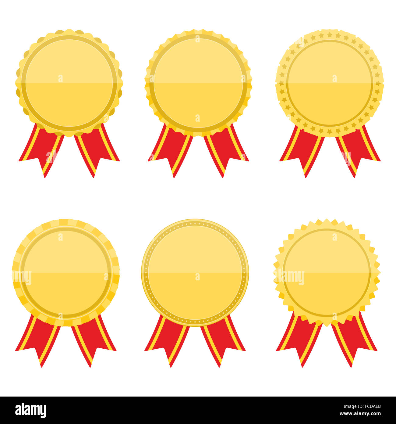Set of blank golden medals with ribbons, flat design Stock Photo - Alamy