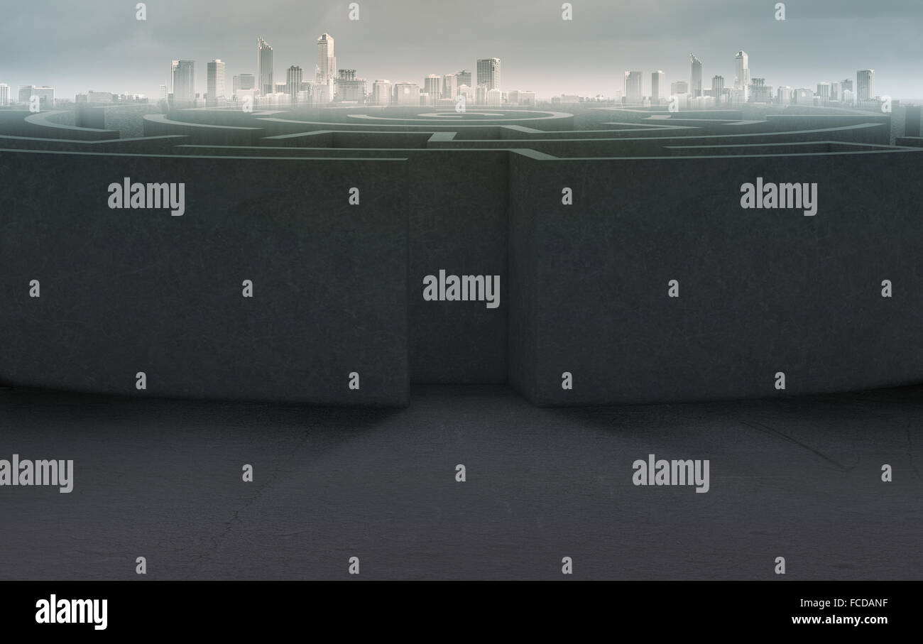 Conceptual image of entrance to round white labyrinth Stock Photo - Alamy