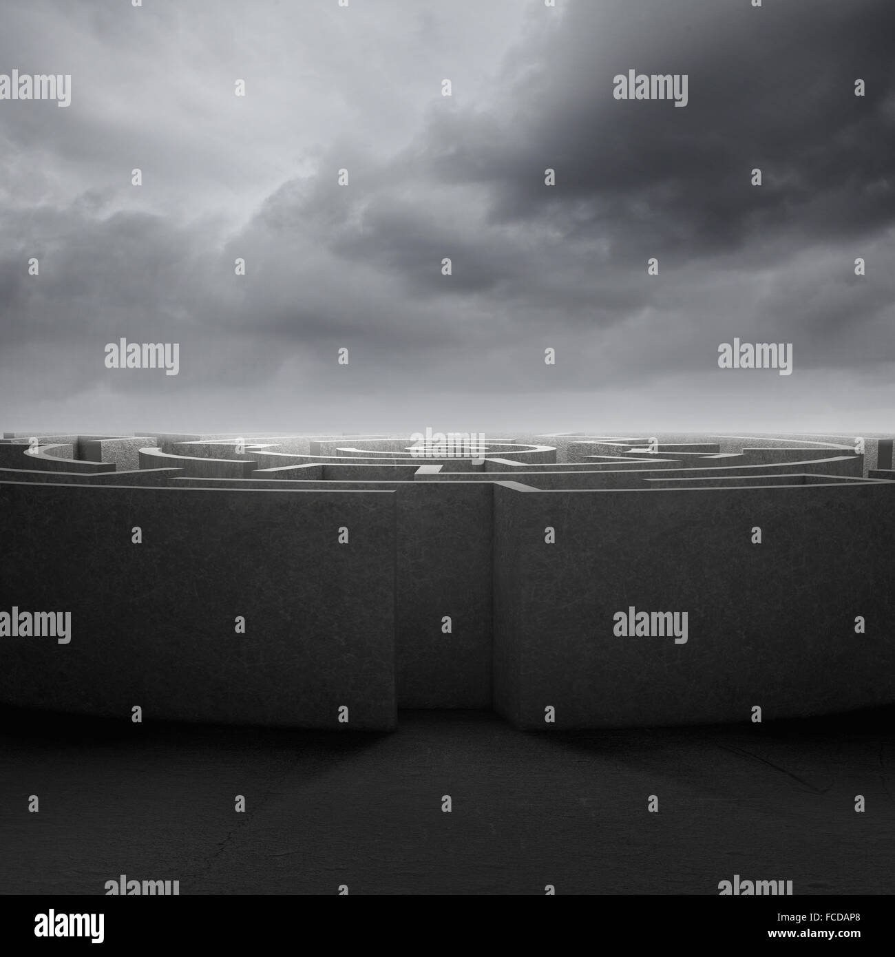 Conceptual image of entrance to round white labyrinth Stock Photo - Alamy