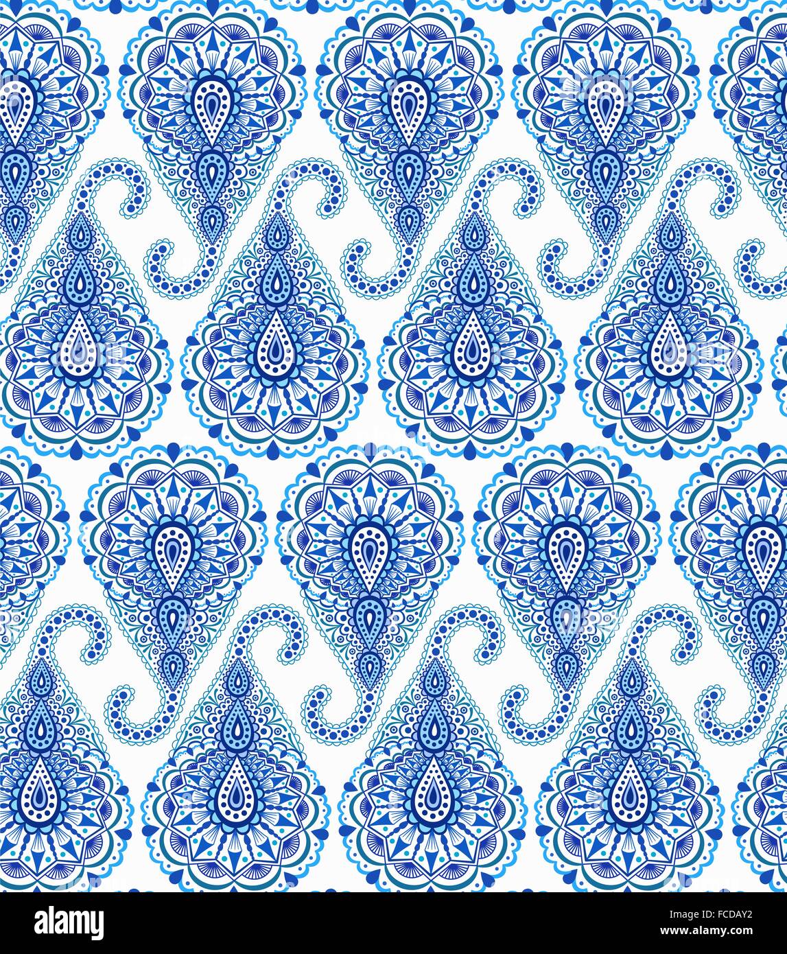 Intricate Blue Paisley Pattern Stock Vector Image & Art - Alamy