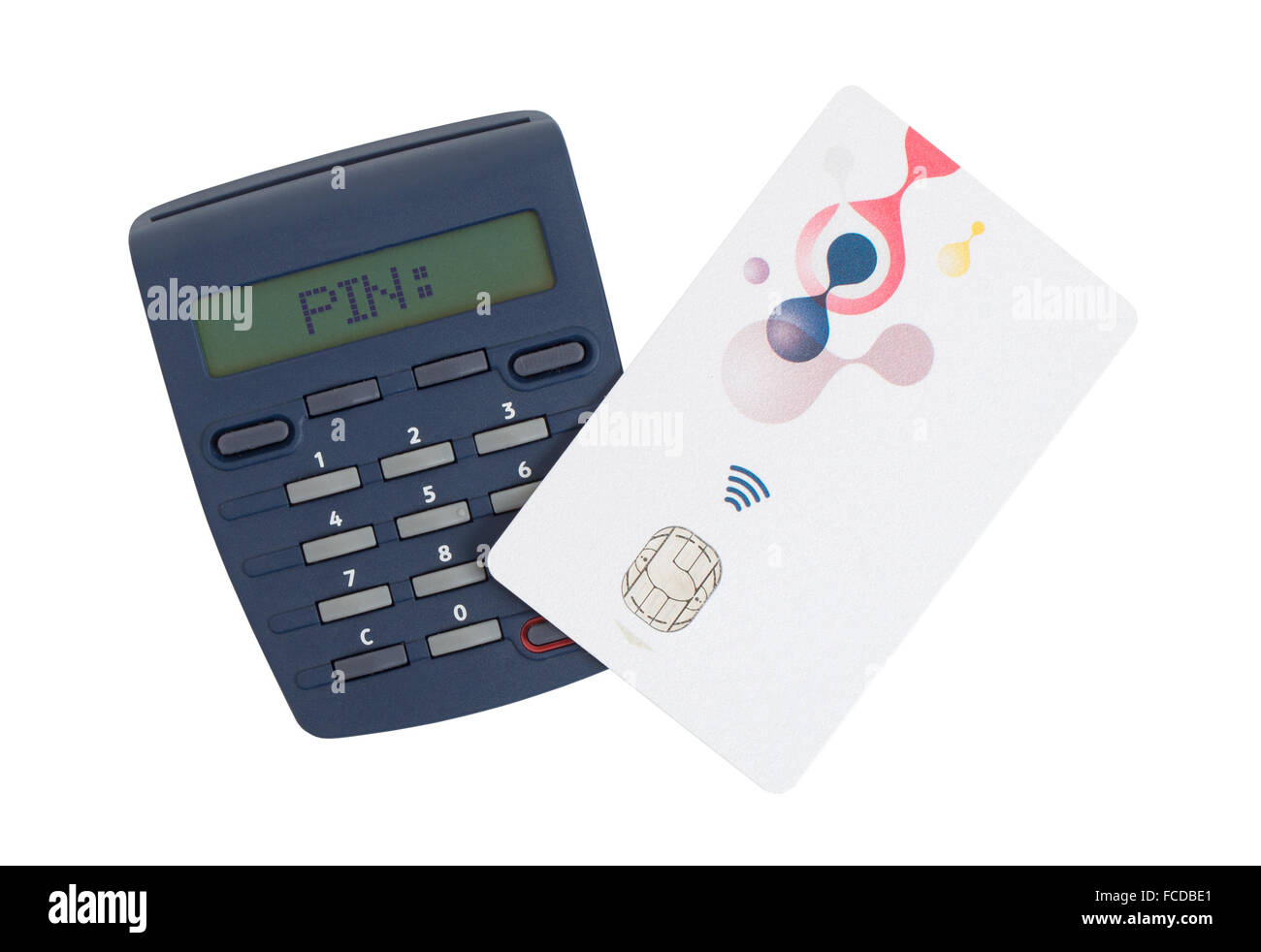 Banking at home, card reader for reading a bank card - Pin Stock Photo ...