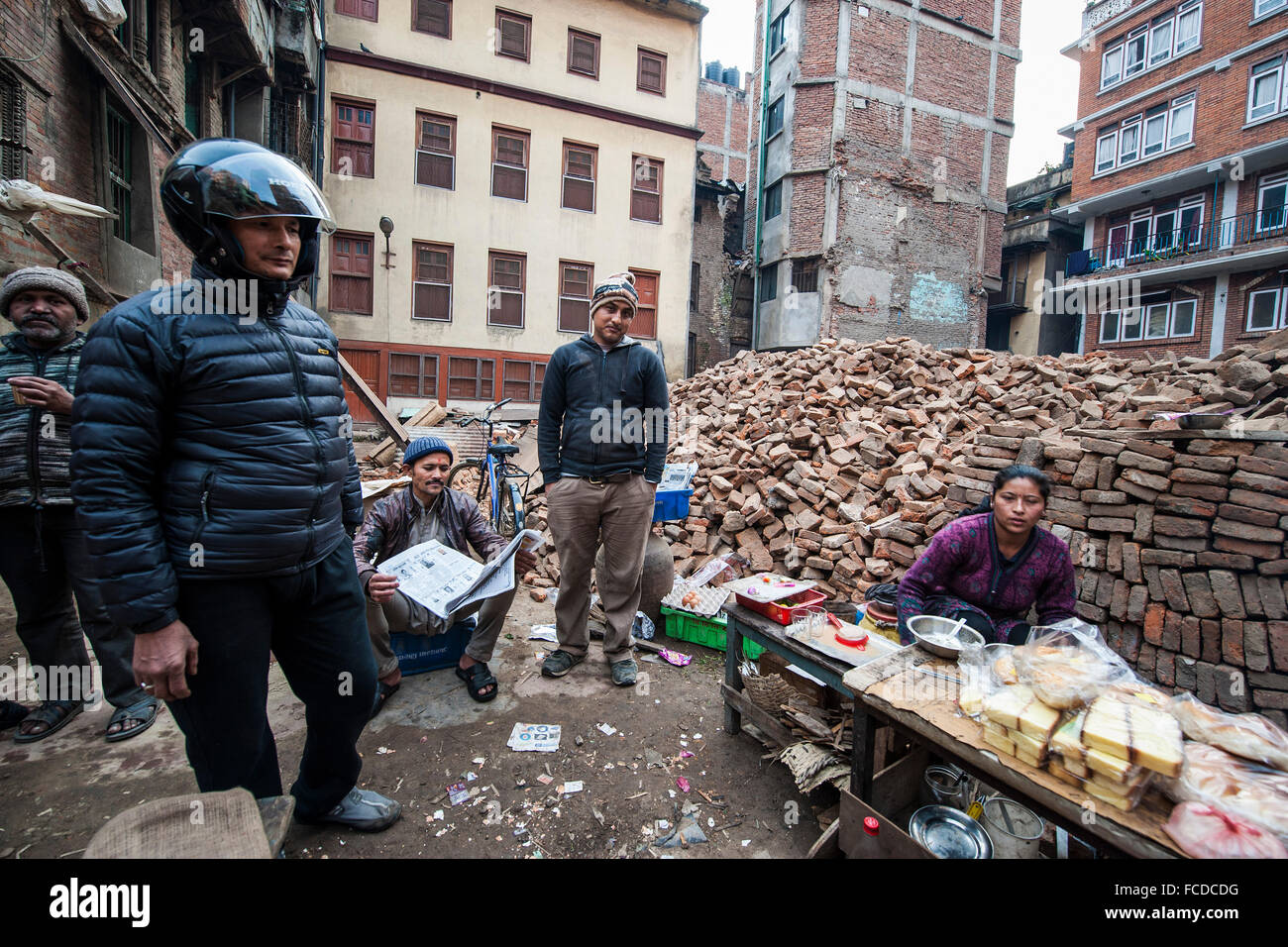 Nepal, Kathmandu, one year after the earthquake, Thamel area Stock ...