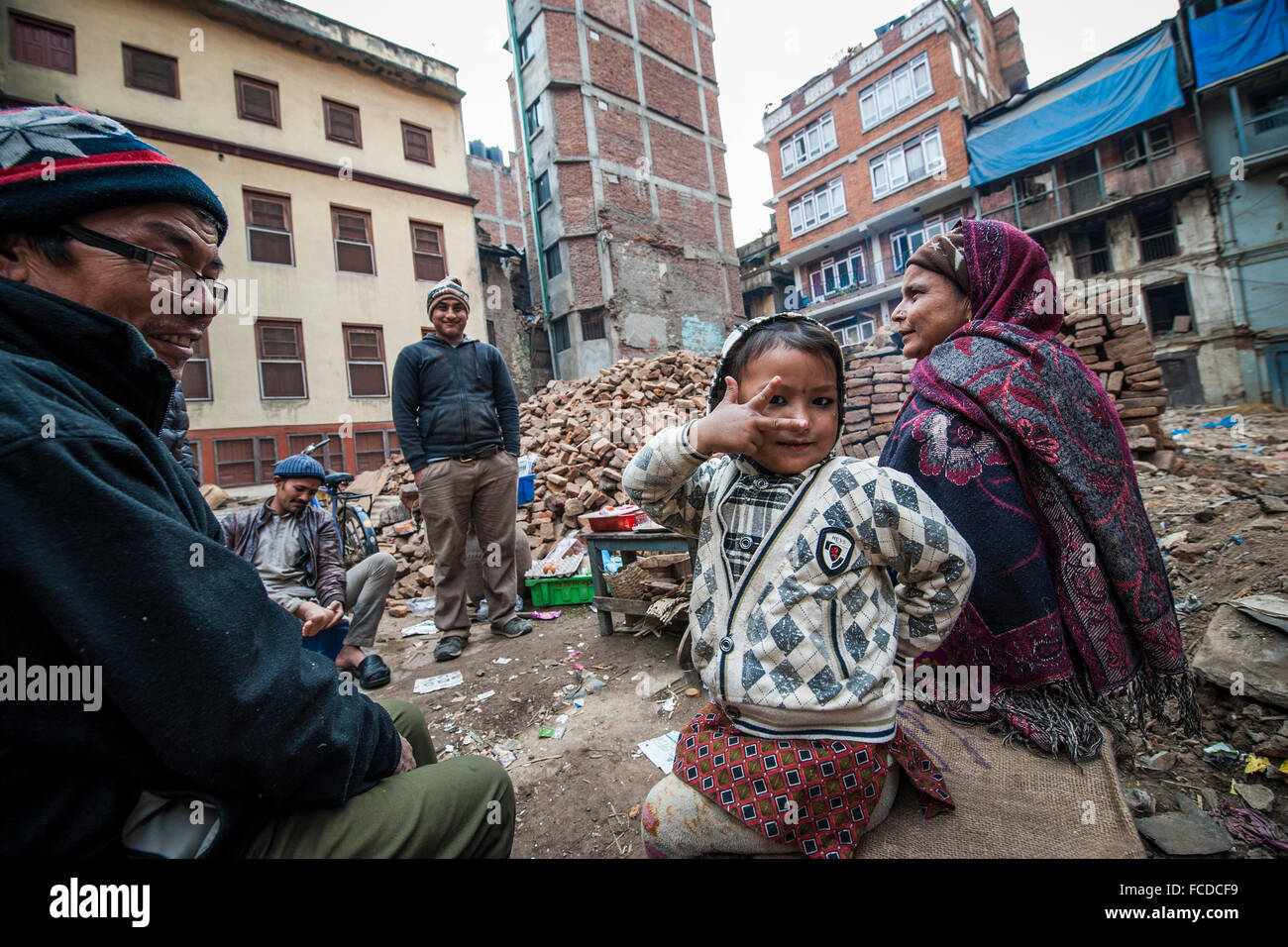 Nepal, Kathmandu, one year after the earthquake, Thamel area Stock ...