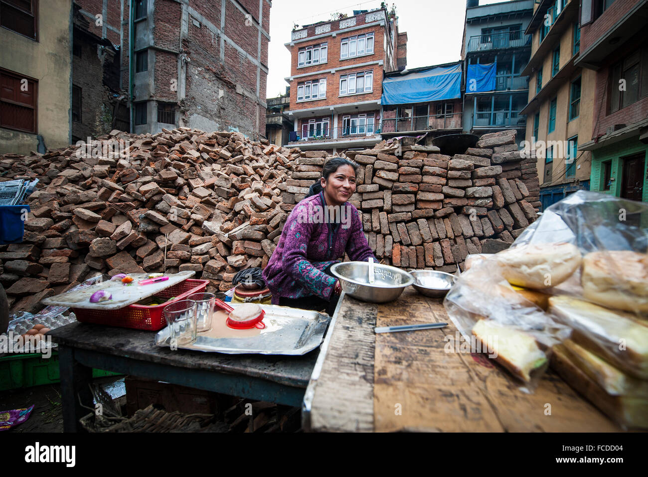 Nepal, Kathmandu, one year after the earthquake, Thamel area Stock ...