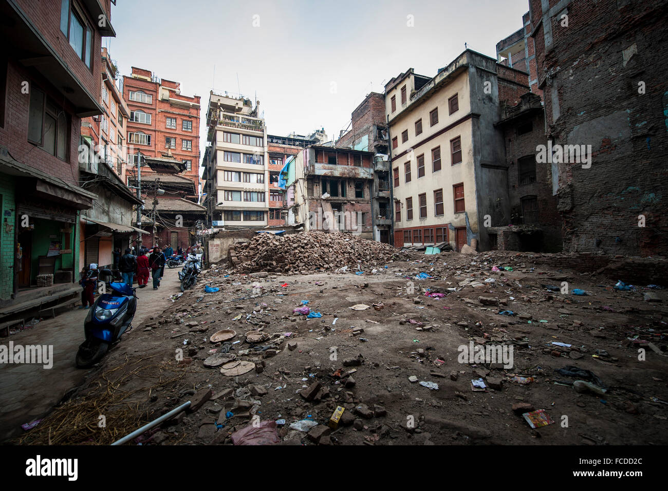 Nepal, Kathmandu, one year after the earthquake, Thamel area Stock ...