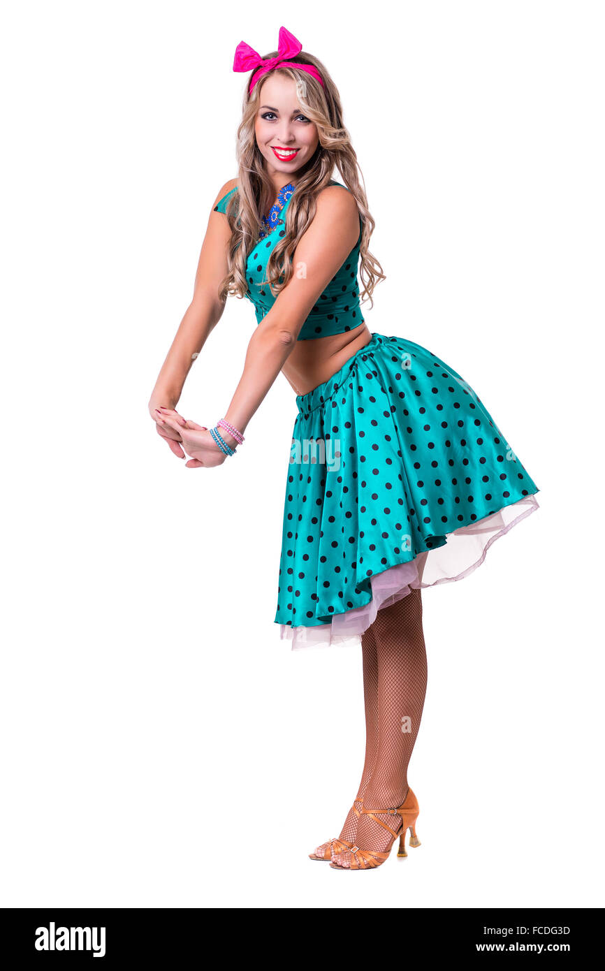 Disco dancer showing some movements against isolated white Stock Photo ...
