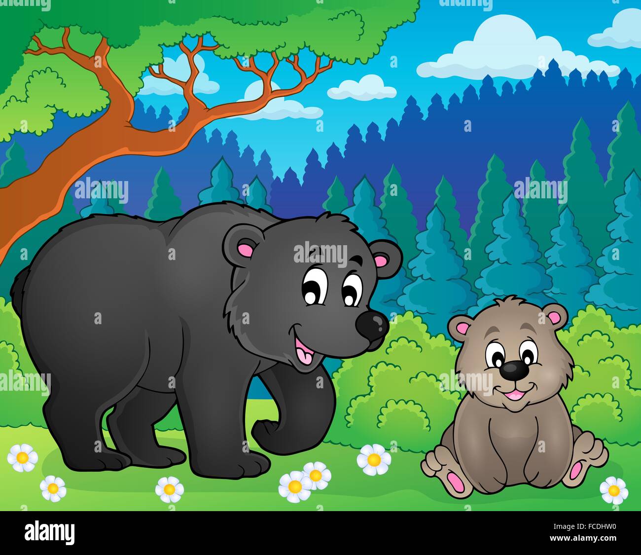 Bears in nature theme image 2 - picture illustration Stock Photo - Alamy