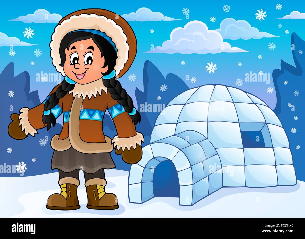 Inuit theme image 4 - picture illustration Stock Photo - Alamy