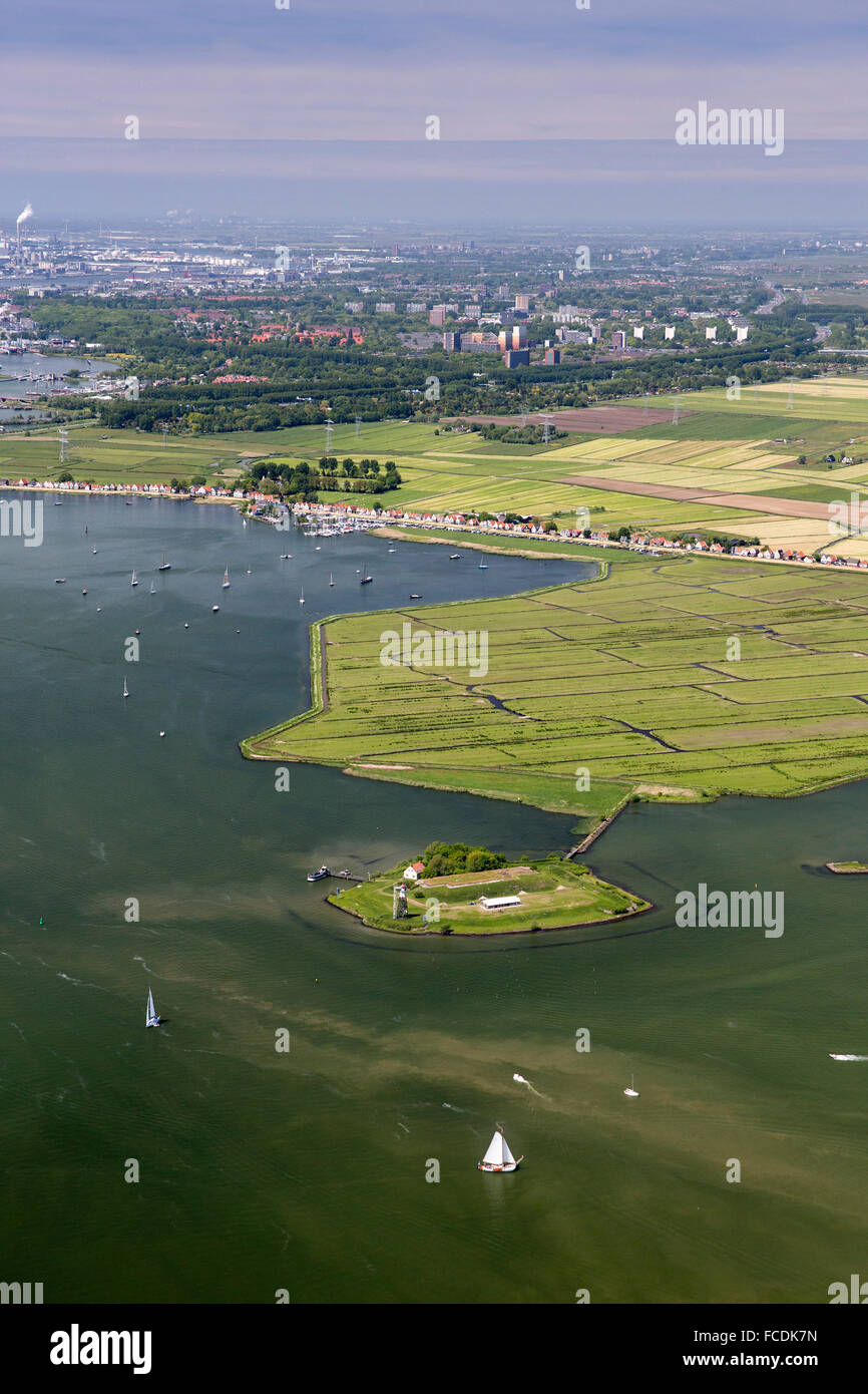 Netherlands, Durgerdam. Vuurtoreneiland (Lighthouse Island), Defence ...