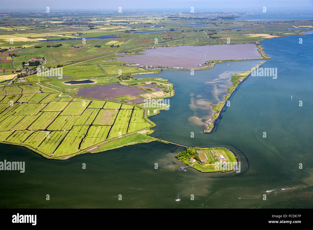 Netherlands, Durgerdam. Vuurtoreneiland (Lighthouse Island), Defence ...