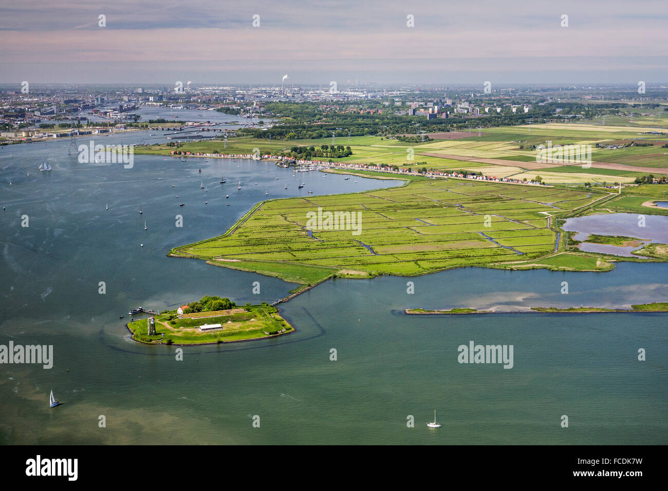 Netherlands, Durgerdam. Vuurtoreneiland (Lighthouse Island), Defence ...