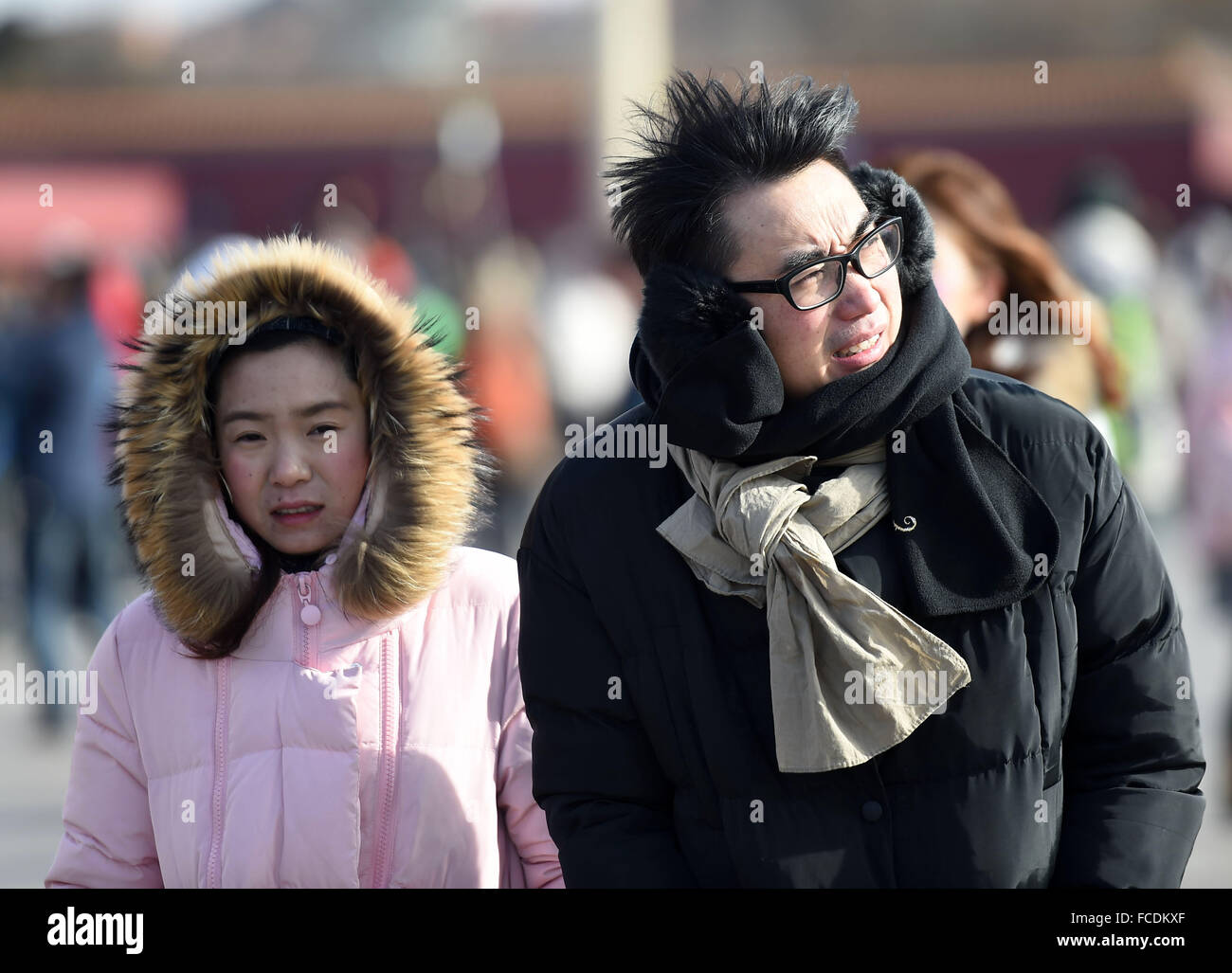 Beijing, China. 22nd Jan, 2016. Tourists visit the Tian'anmen Square in ...
