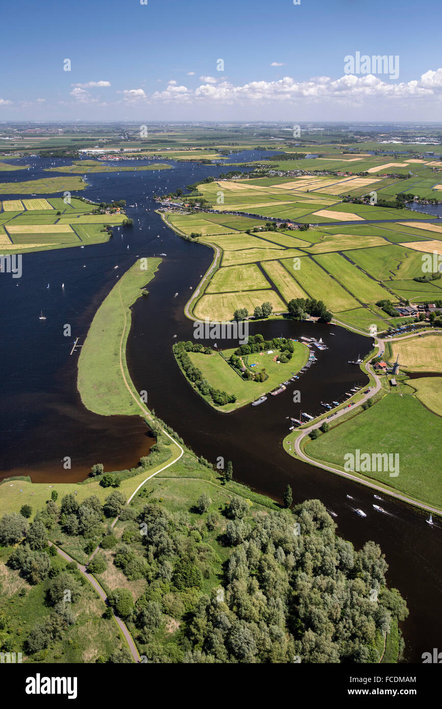 Netherlands, Nieuwkoop, Lakes and yachts on lakes called Nieuwkoopse ...