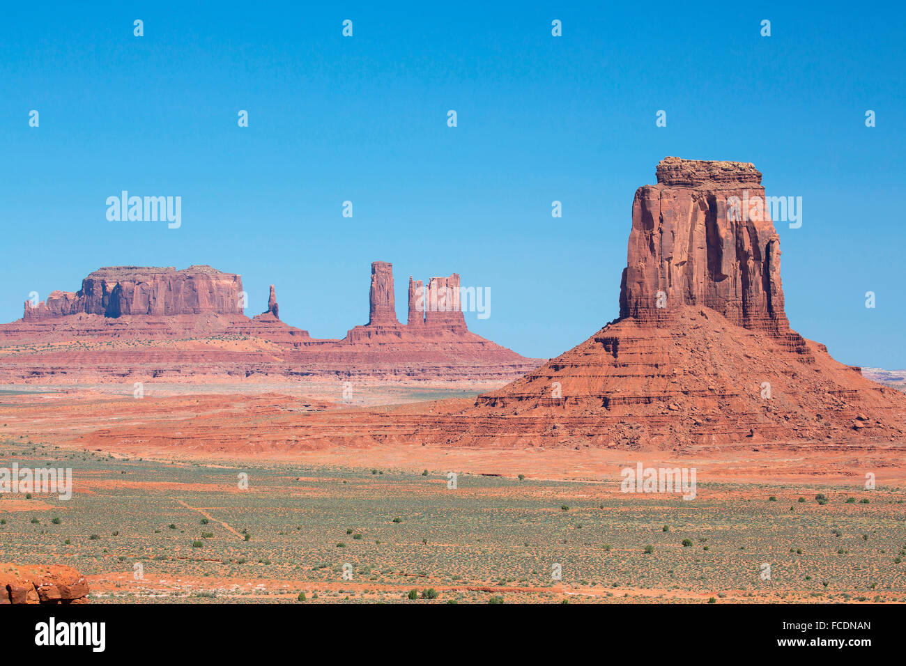 Sandstone buttes and pinnacles of rock in the Monument Valley. Monument ...
