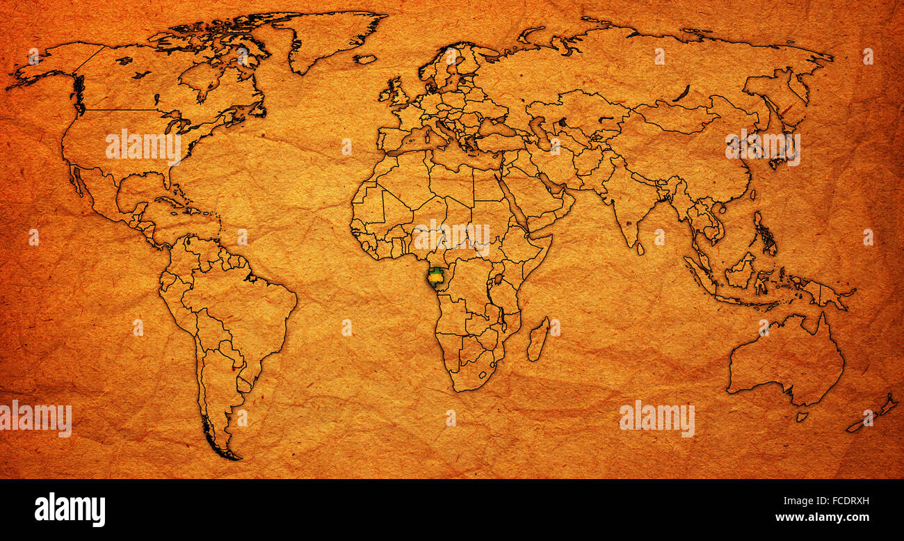 old vintage political map of world with national flags Stock Photo - Alamy