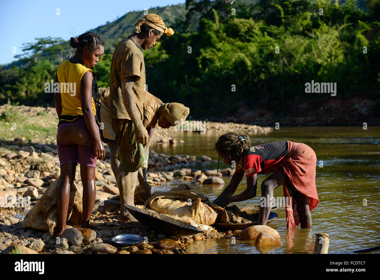 MADAGASCAR, region Manajary, town Vohilava, small scale gold mining ...