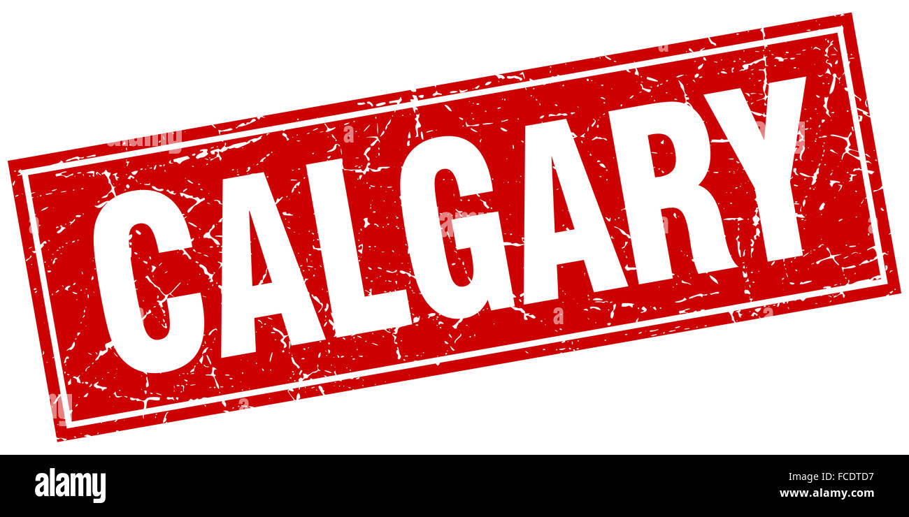 Calgary red square grunge vintage isolated stamp Stock Photo - Alamy