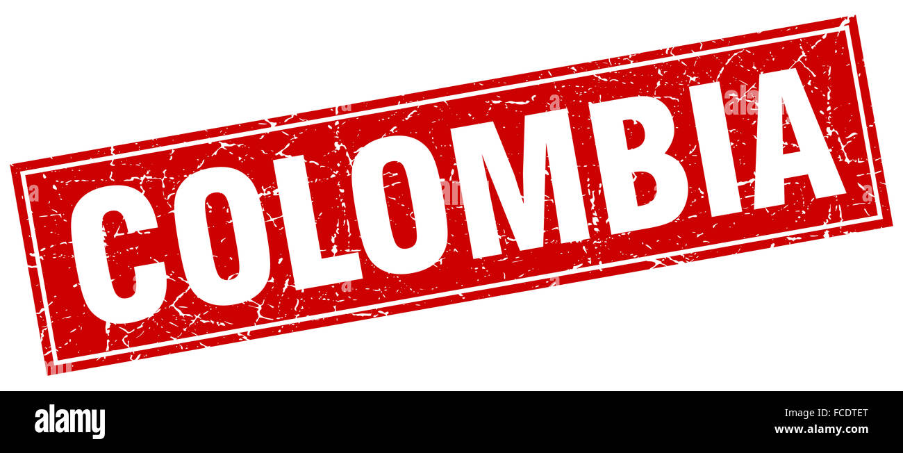 Colombia red square grunge vintage isolated stamp Stock Photo - Alamy