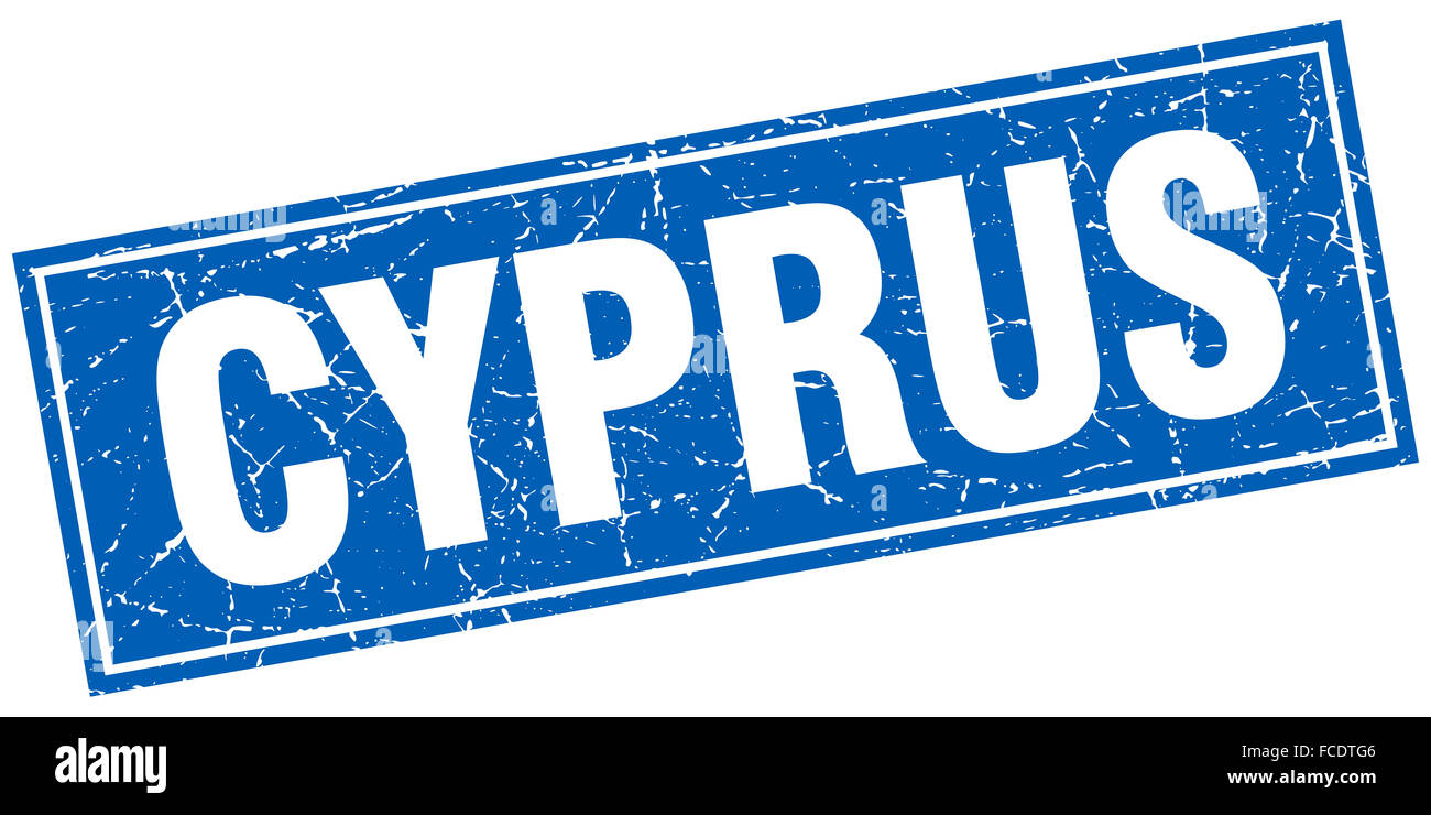 Cyprus blue square grunge vintage isolated stamp Stock Photo - Alamy