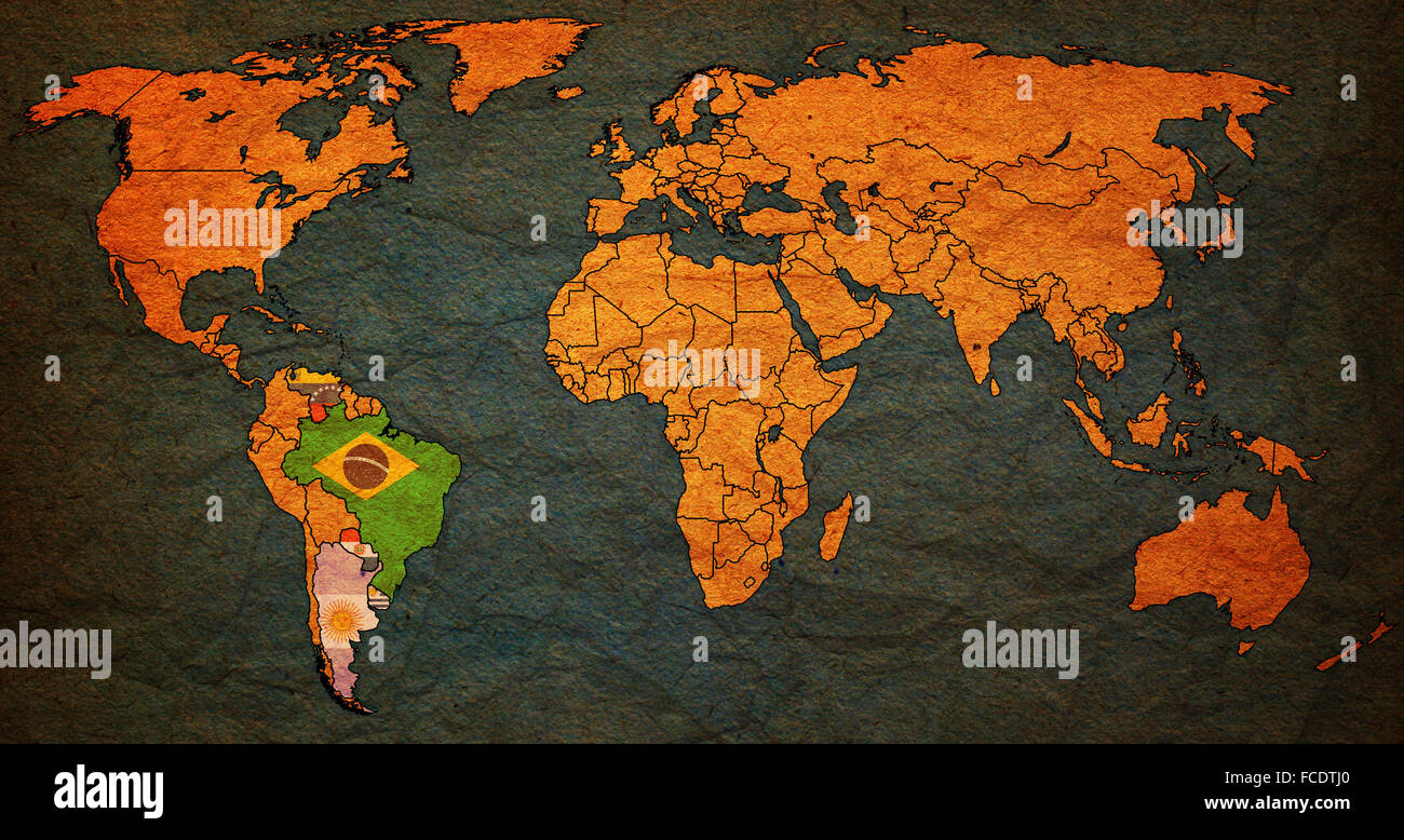 Southern Common Market on world map with national borders Stock Photo ...