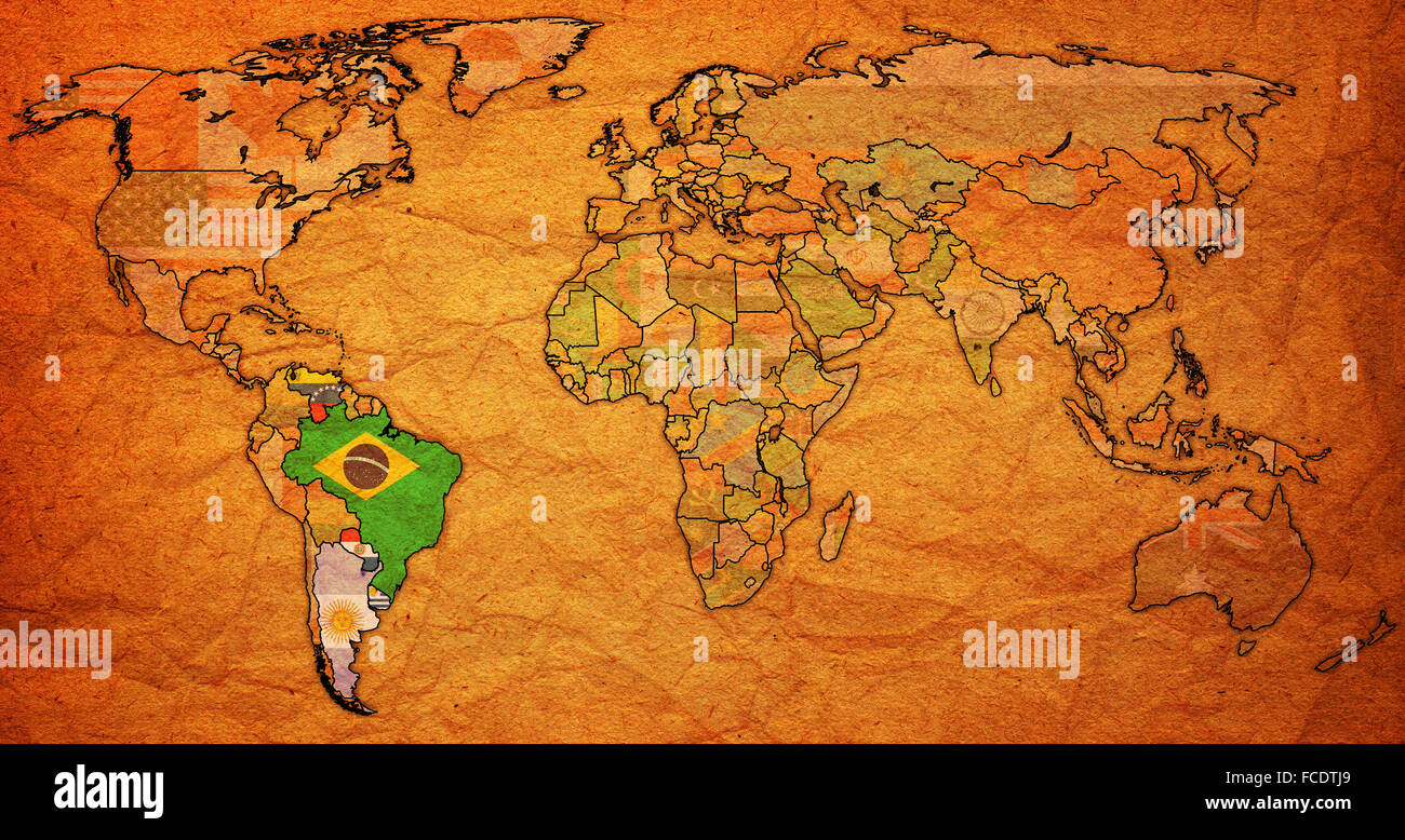 Southern Common Market on world map with national borders Stock Photo ...