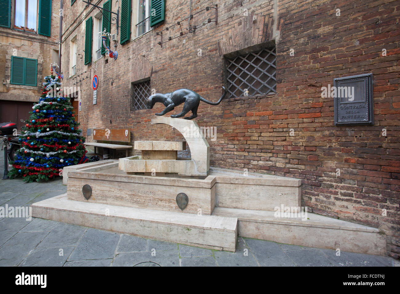 Panther contrada monument. Siena, Tuscany. Italy Stock Photo - Alamy