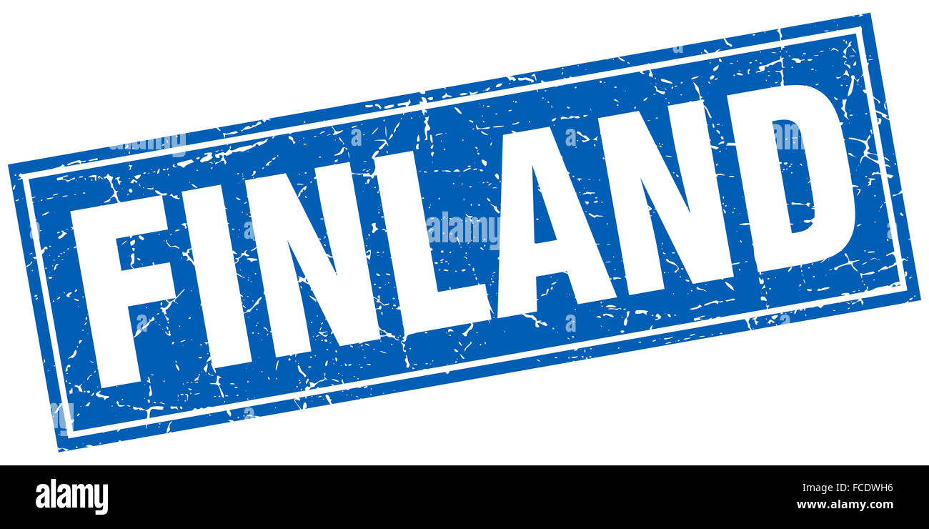 Finland blue square grunge vintage isolated stamp Stock Photo - Alamy