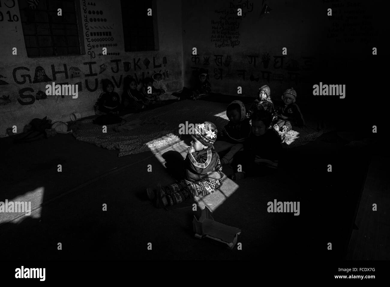 Nepal children school Black and White Stock Photos & Images - Alamy