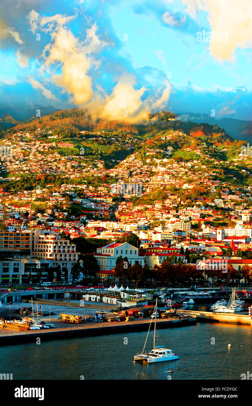 Madeira Funchal harbour and marina yachts Stock Photo - Alamy