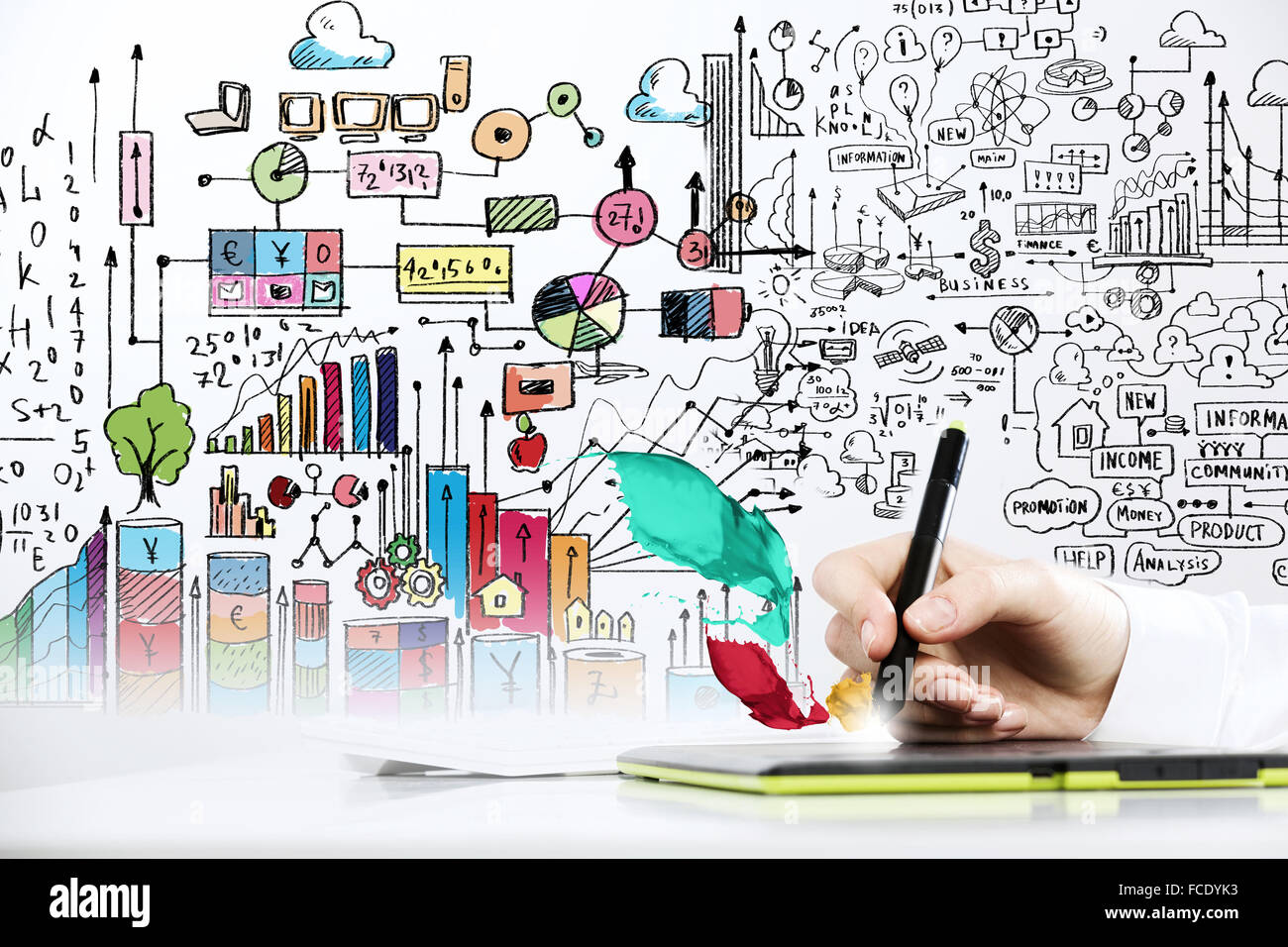 Close up of human hand drawing business strategy plan Stock Photo - Alamy