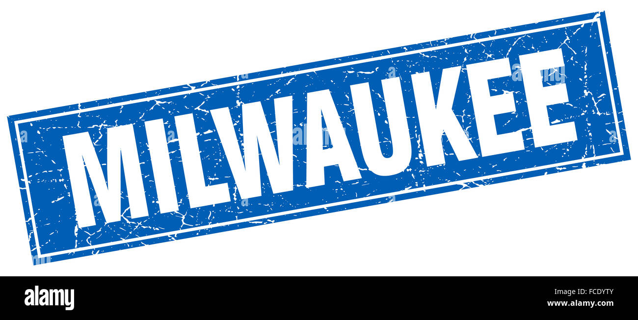 Milwaukee blue square grunge vintage isolated stamp Stock Photo - Alamy