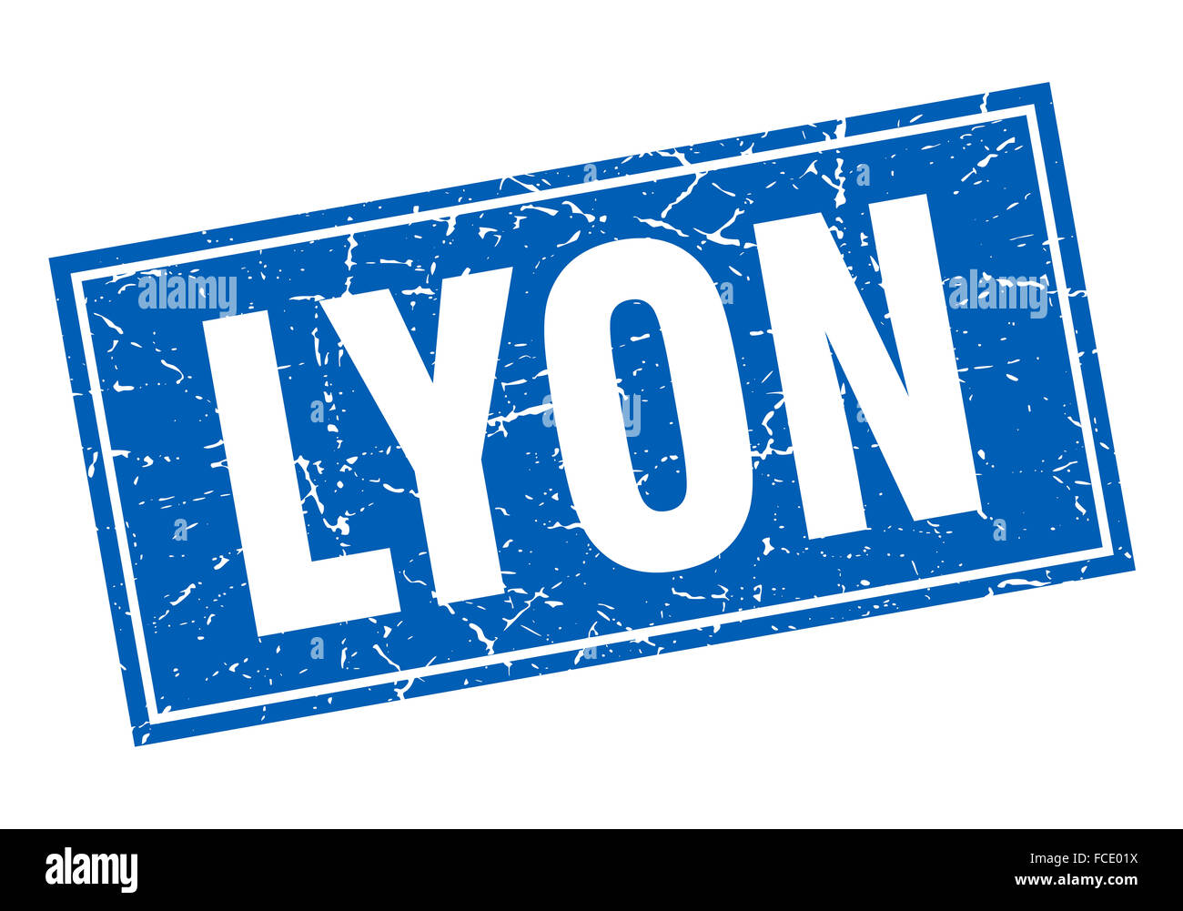 Lyon blue square grunge vintage isolated stamp Stock Photo - Alamy