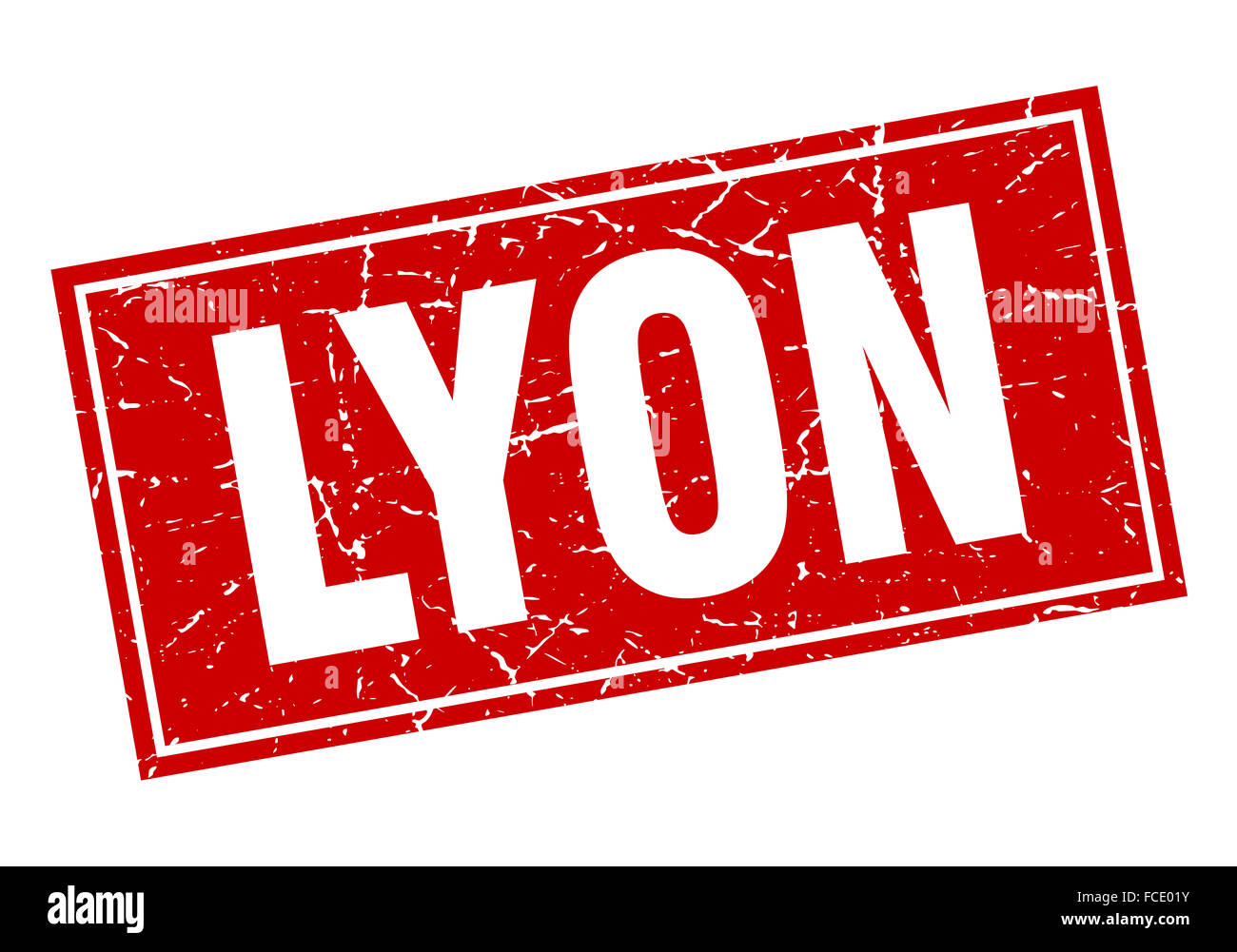 Lyon red square grunge vintage isolated stamp Stock Photo - Alamy