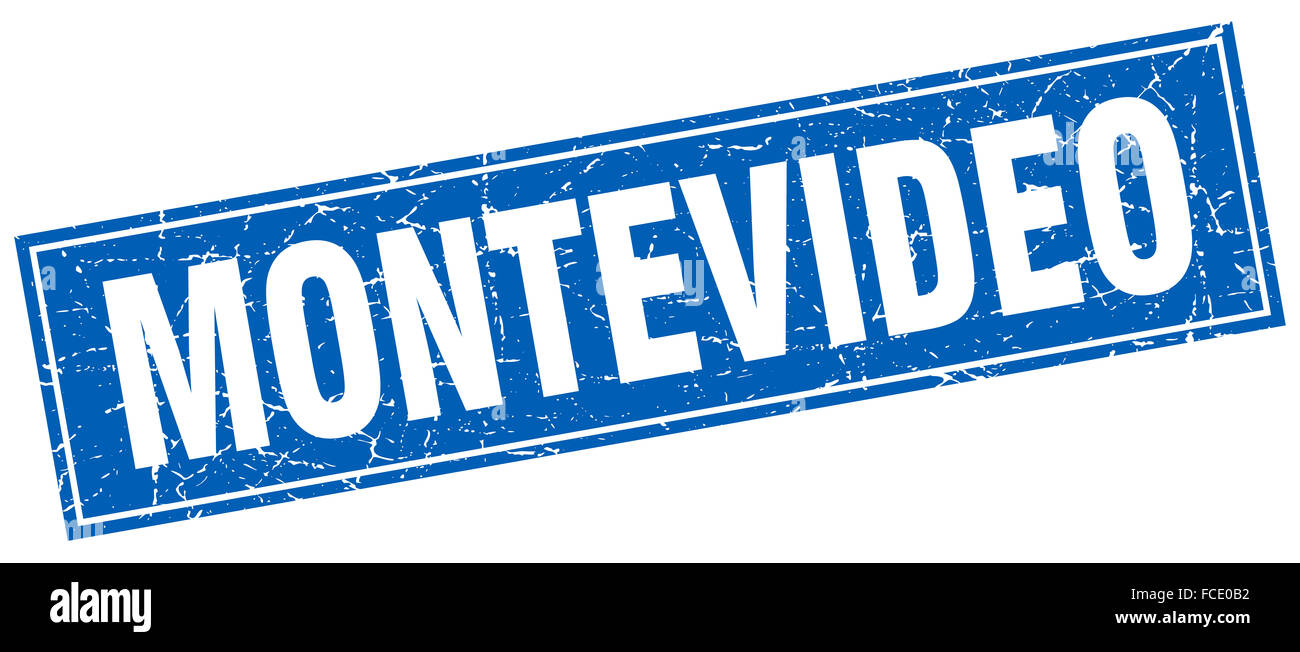 Montevideo blue square grunge vintage isolated stamp Stock Photo - Alamy
